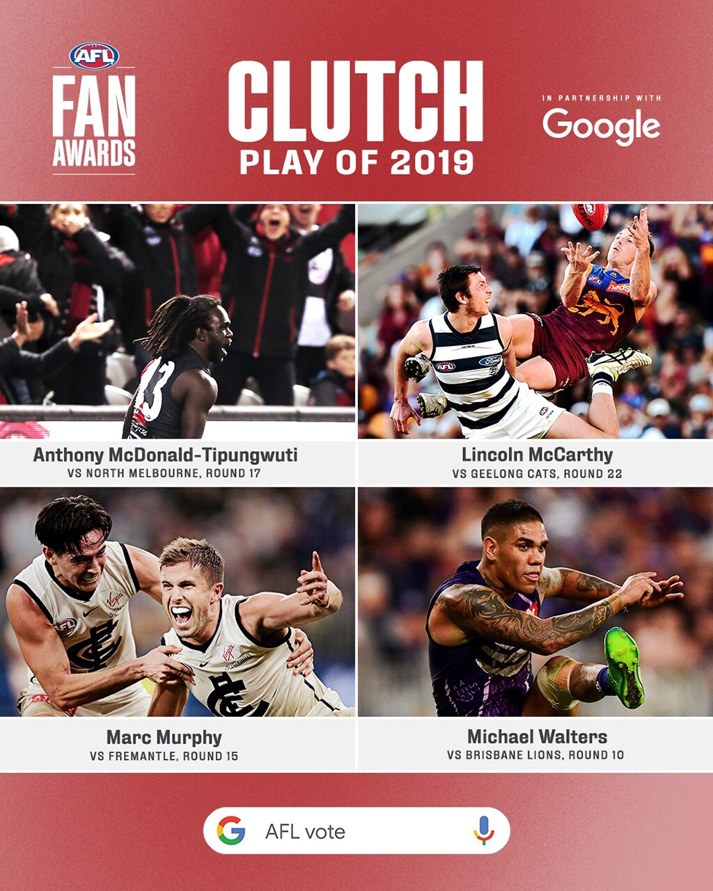 Fan fave, the moment, and more: AFL Fan Awards winners revealed at 7pm
