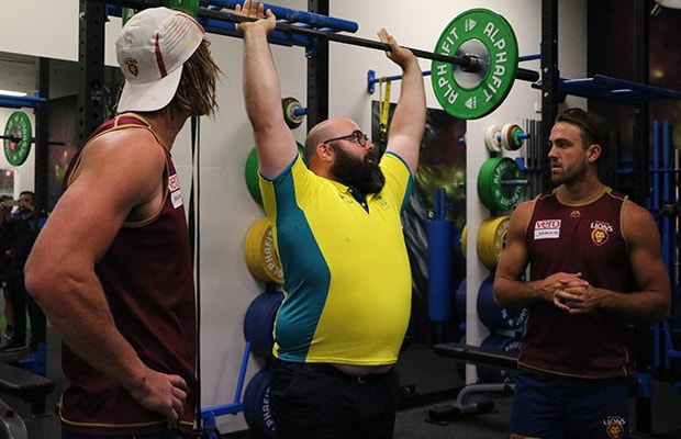 Lions players get a lesson in weightlifting
