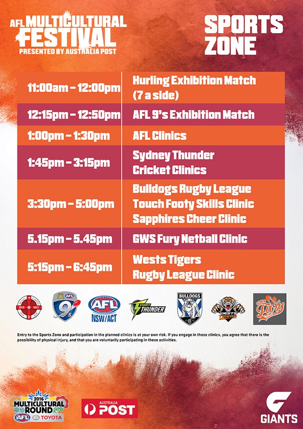 AFL Multicultural Festival Schedule