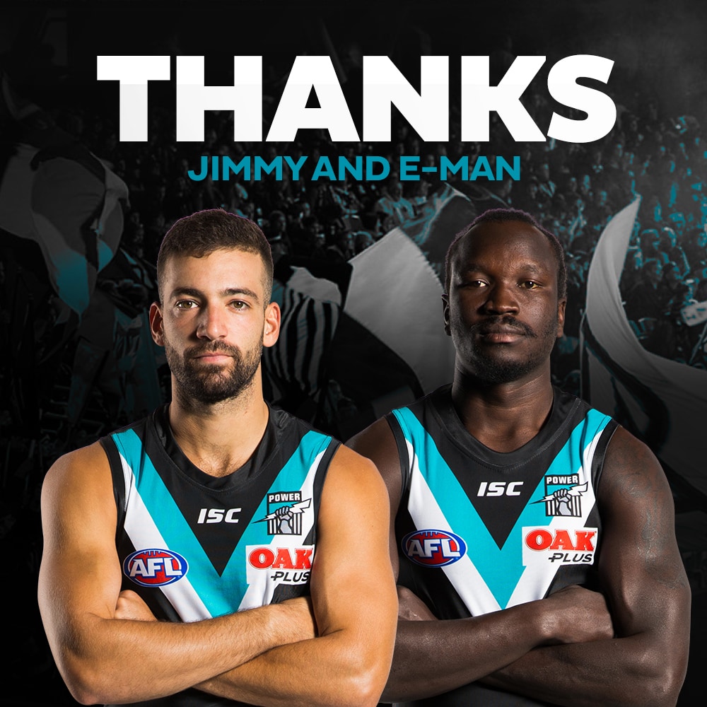 Jimmy Toumpas and Emmanuel Irra depart Port Adelaide