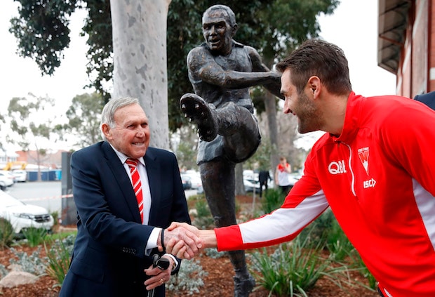 Bob Skilton stands proud at Lakeside Stadium